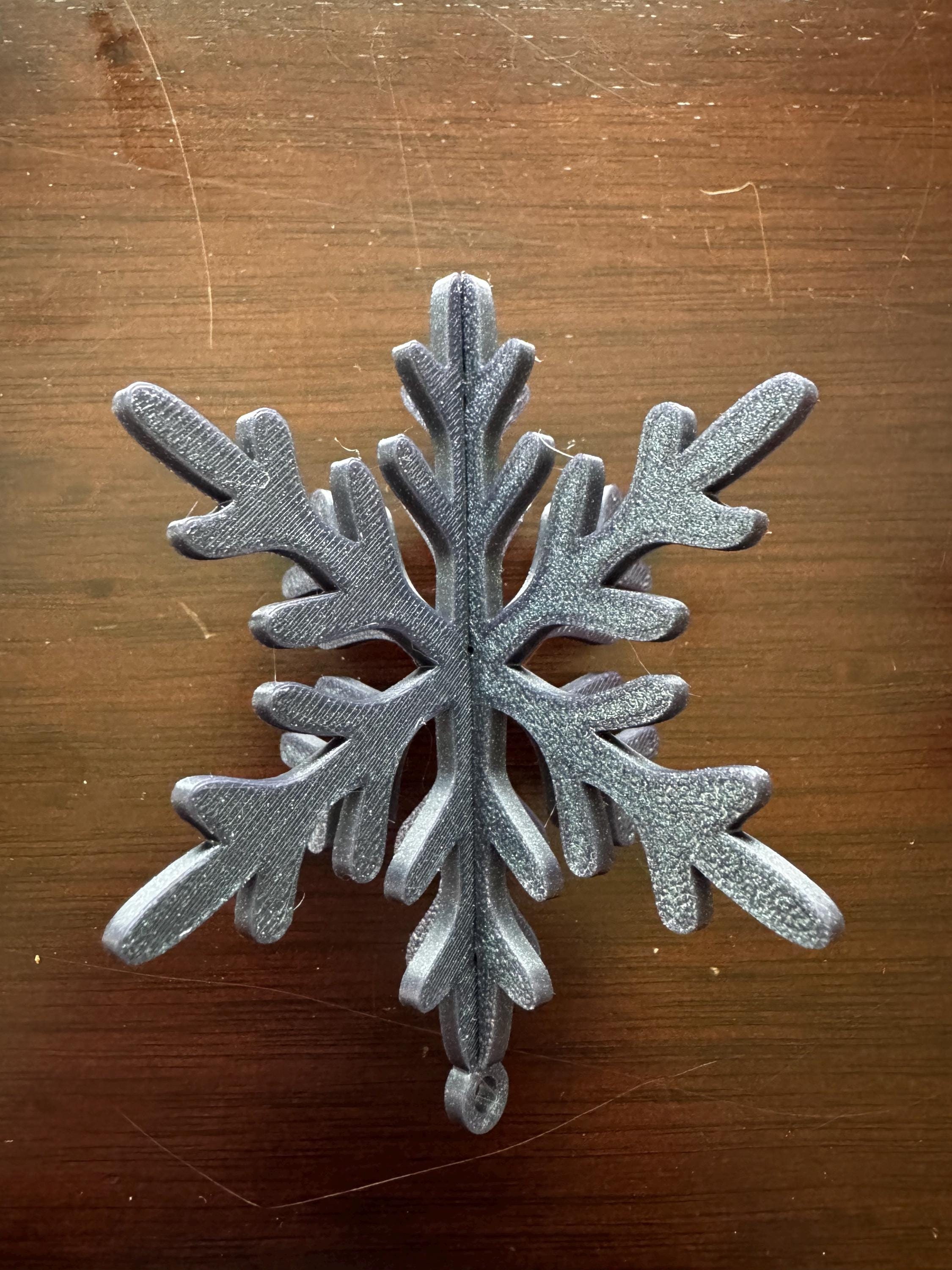 3D Printed Snowflake Ornament Modern Two-piece Design With Hanging ...