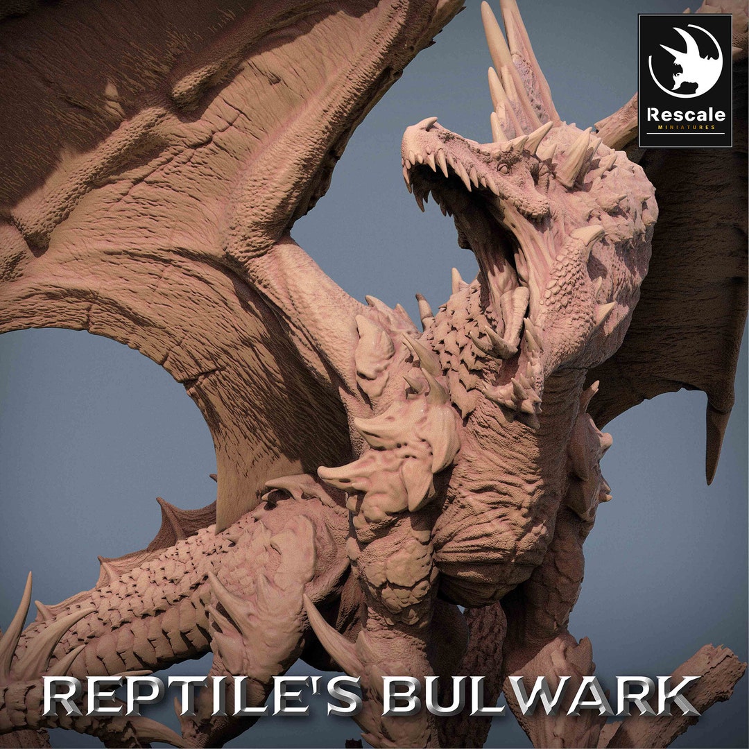 Lord of the Print Reptiles Bulwark Resin Miniature Green Chromatic ...