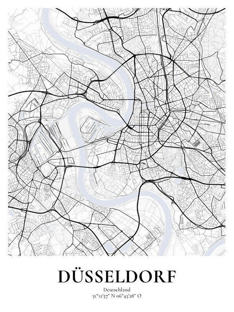 Düsseldorf Stadtplan Stadtkarte Karte Poster Lineart - Etsy