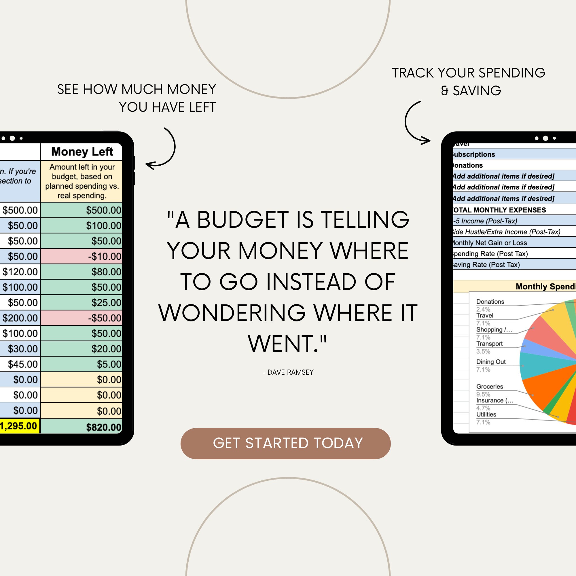 Simple Monthly Budget & Spending Tracker, Budgeting Template, Budget ...