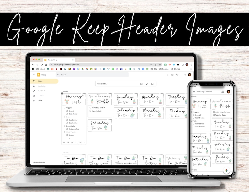 Google Keep Headers - Cute Cactus - Etsy