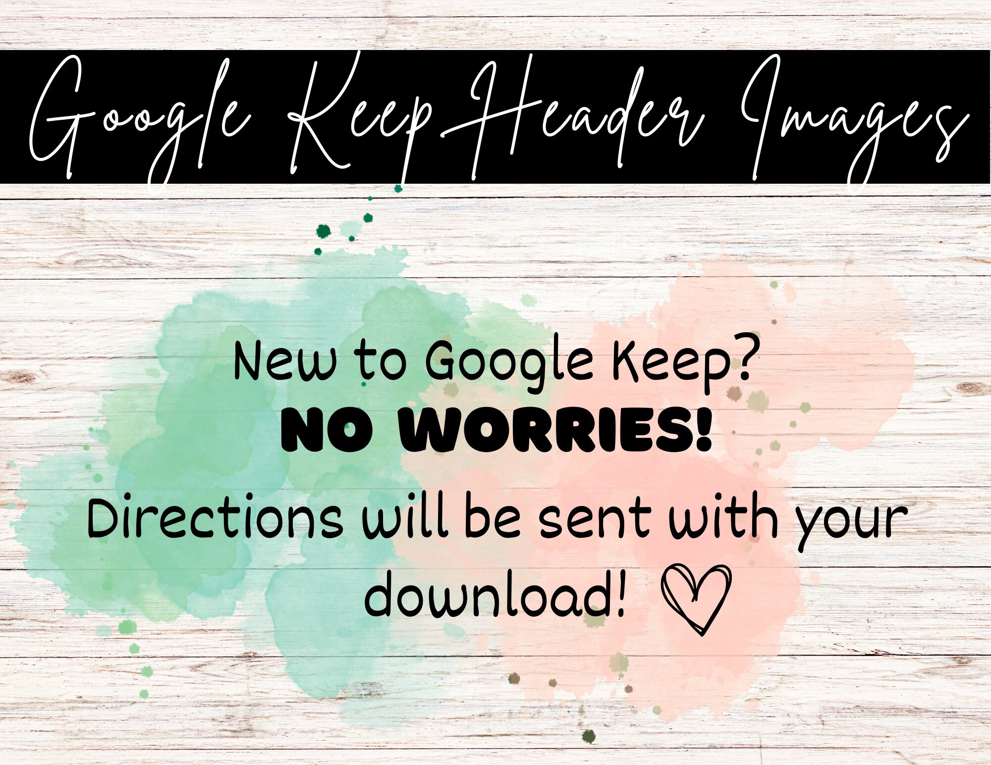Google Keep Headers - Black & White With Pop of Color - Etsy