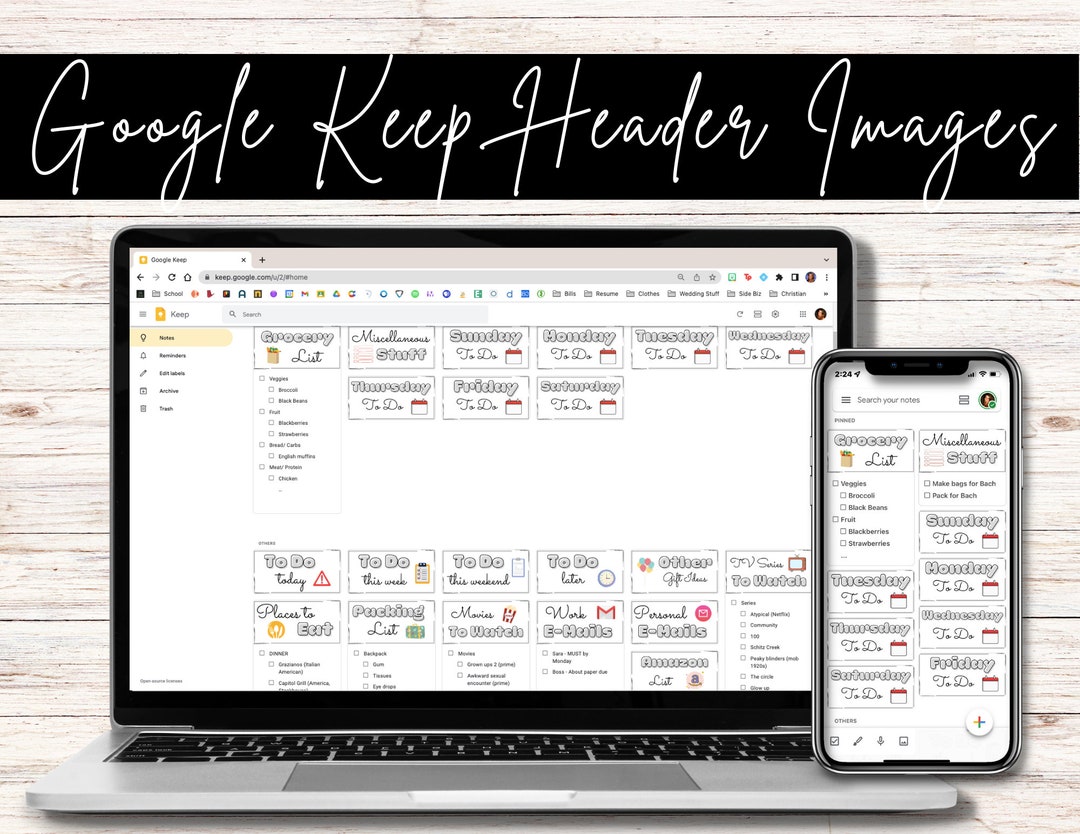 Google Keep Headers - Black & White With Pop of Color - Etsy