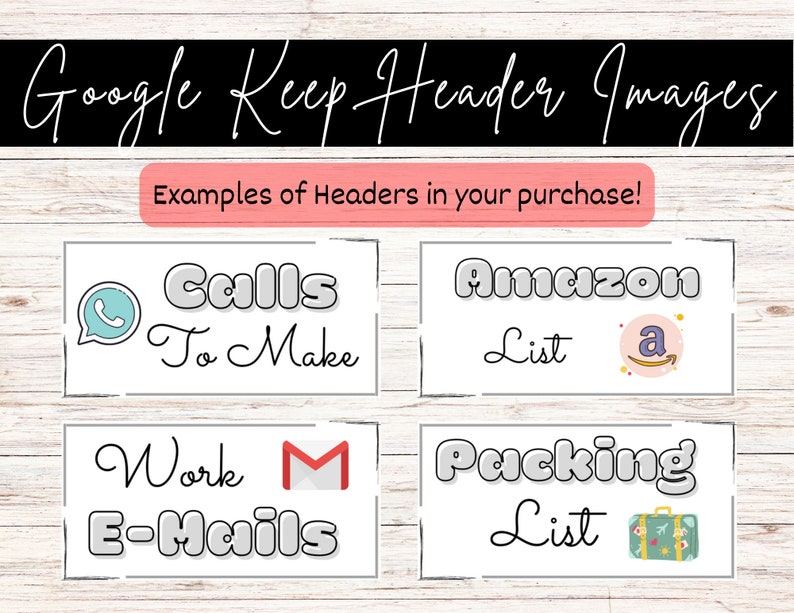 Google Keep Headers - Black & White With Pop of Color - Etsy