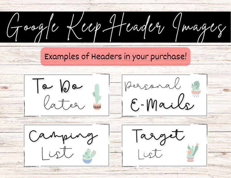 Google Keep Headers - Cute Cactus - Etsy