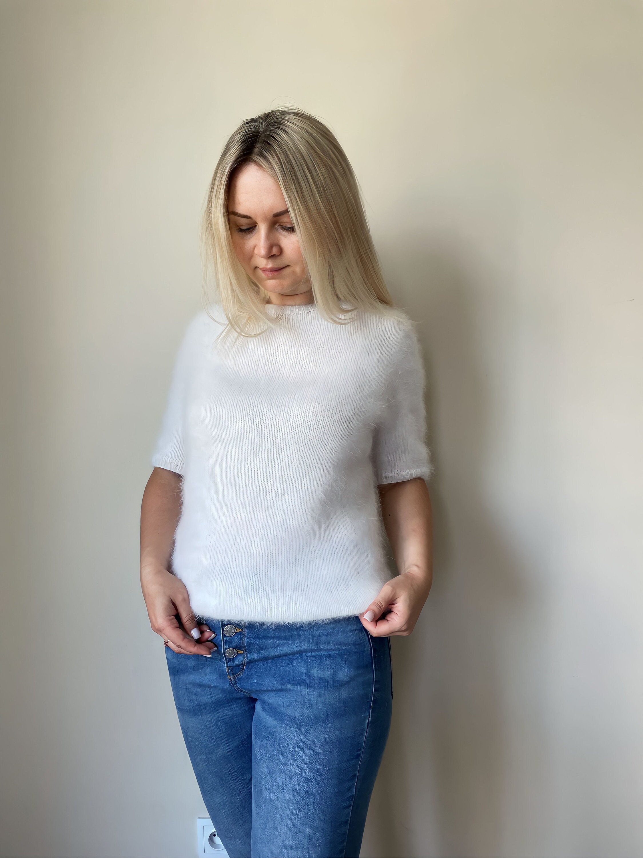 Angora Sweater Elegant Fashion Fluffy Sweater Angora Fur Warm Pullover ...