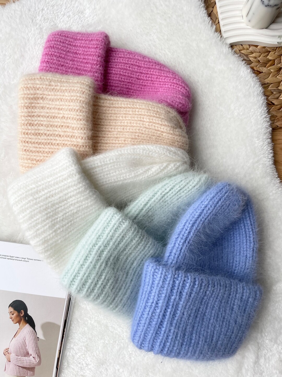 Angora Women's Hat Fluffy Bonnet Warm Beanie Damen Mütze - Etsy