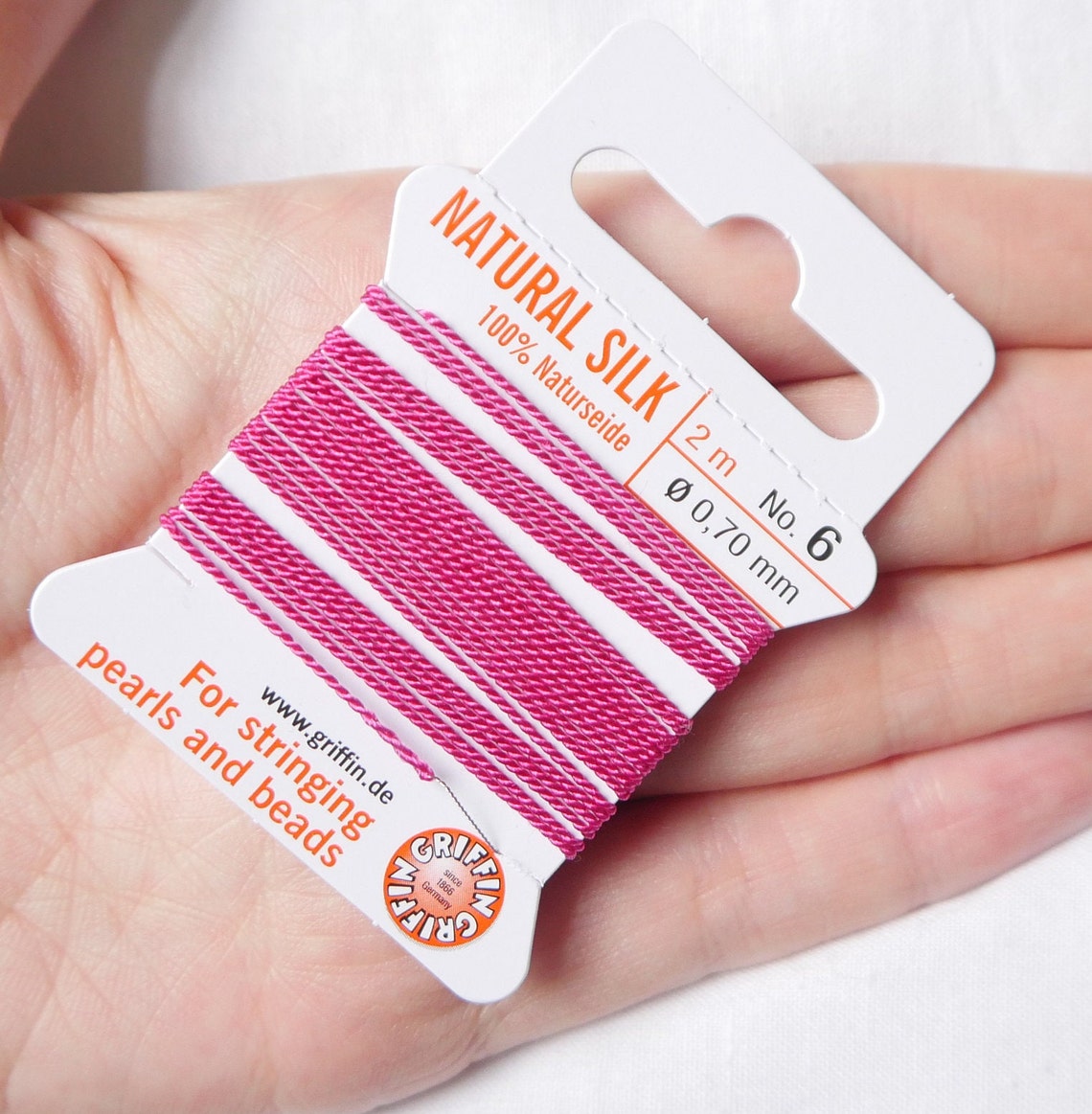 Griffin Silk Thread in HOT PINK, Hand Dyed Silk for Beading and ...