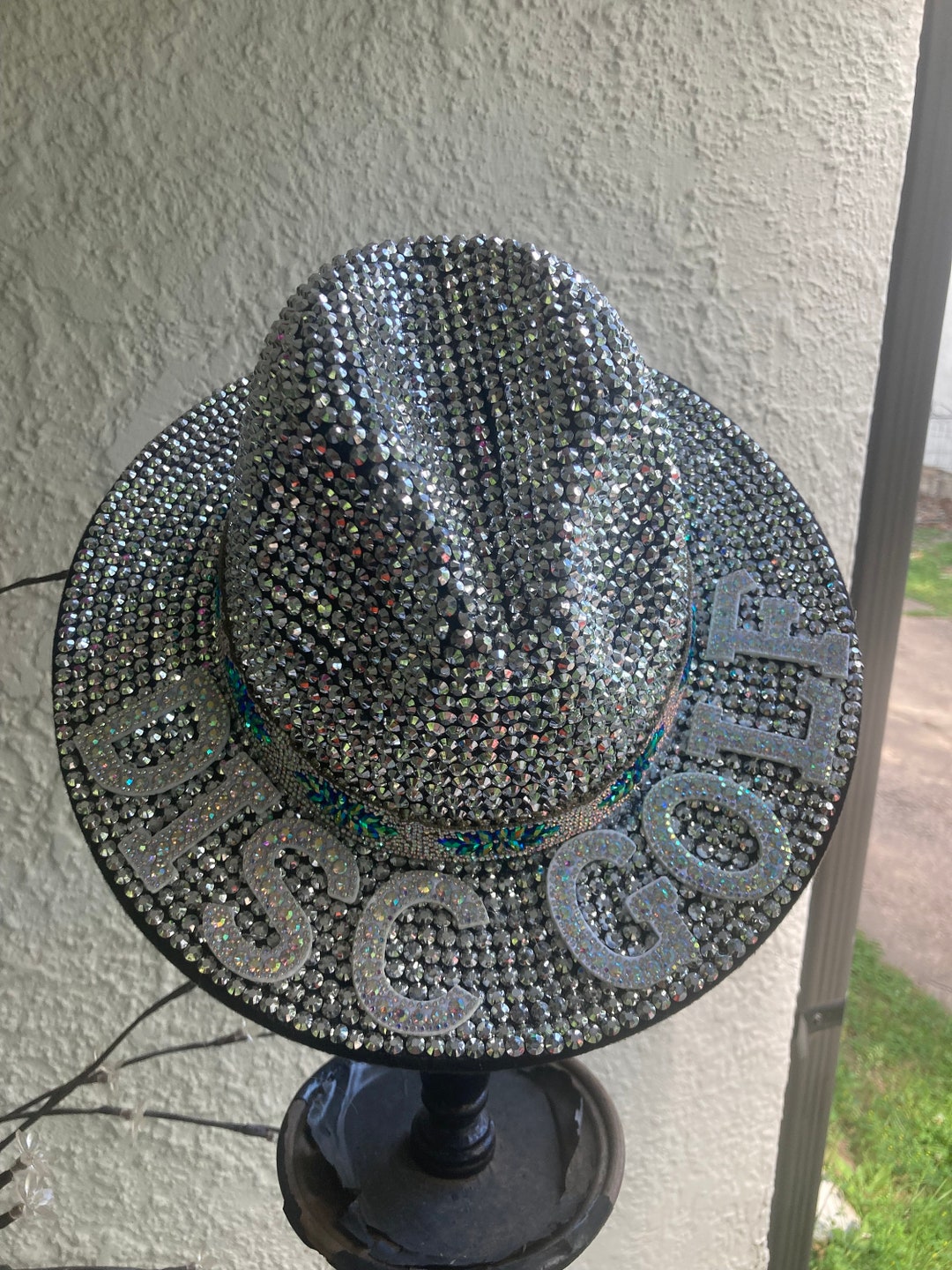 Silver Rhinestone Disc Golf Fedora Hat. This Can Be Customized to Say ...
