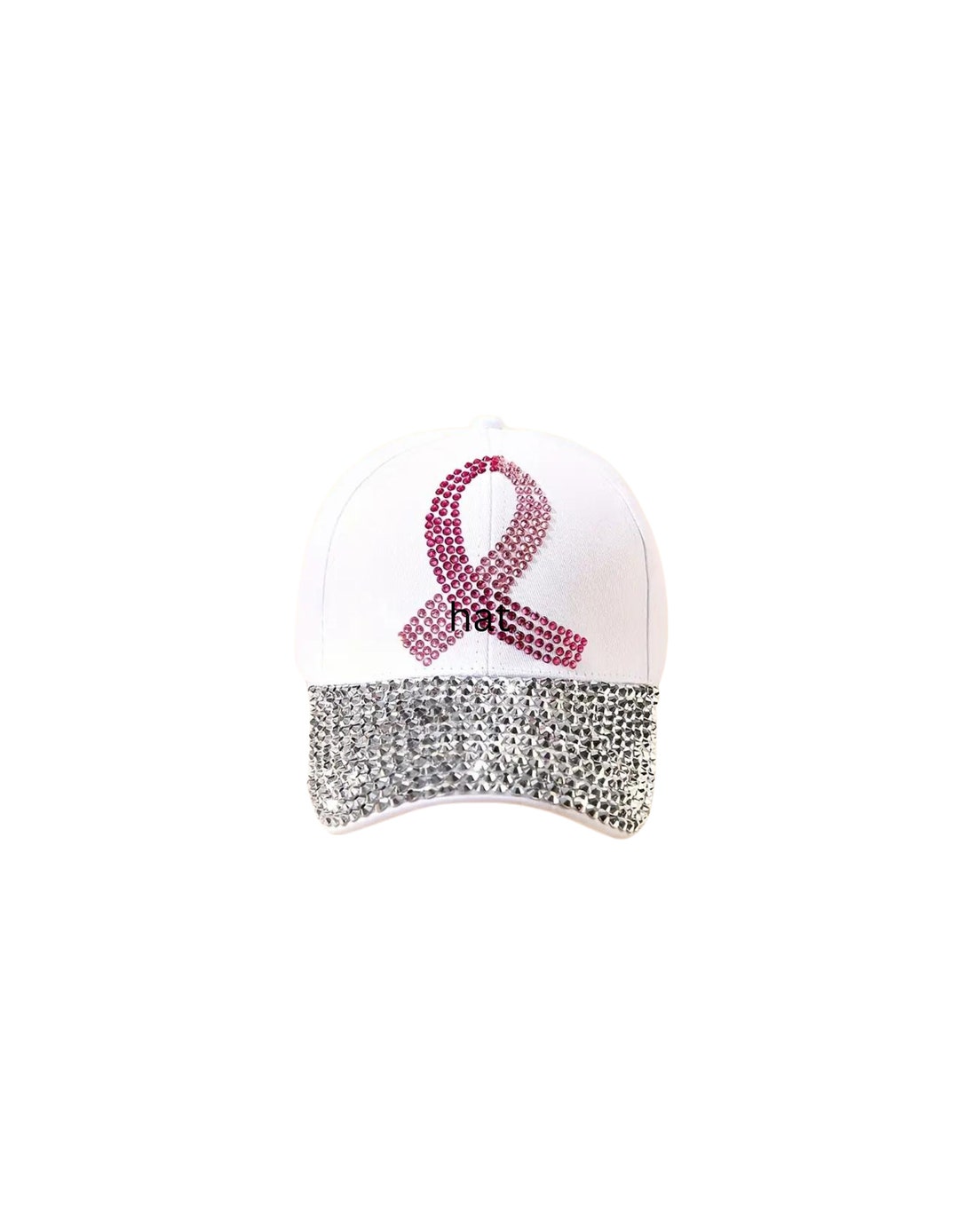 Breast Cancer Ribbon Rhinestone Cap/ White - Etsy