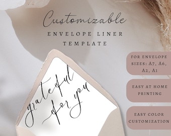 Envelope Liner Template, Printable Envelope Liner, Editable Envelope ...