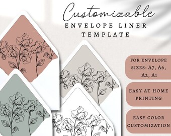 Envelope Liner Template, Printable Envelope Liner, Editable Envelope ...