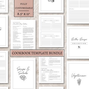 Cookbook Template, EXPANDED SET, Recipe Template, Recipe Book Template ...