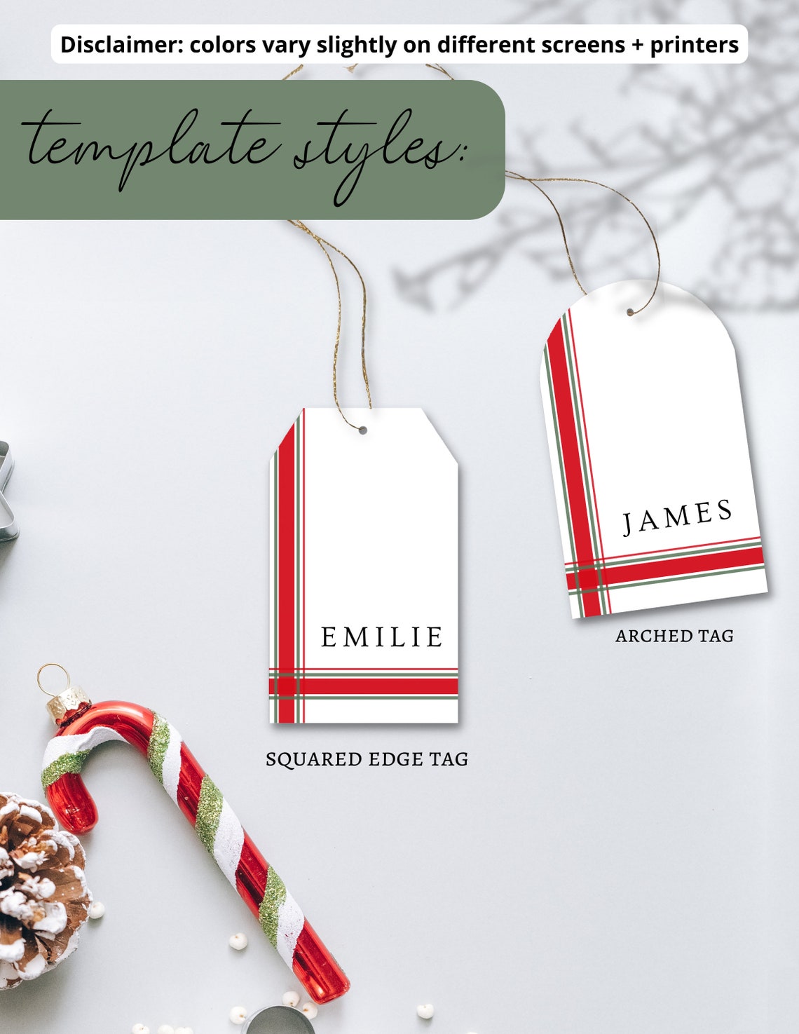 Christmas Place Card Template, Holiday Placecards, Christmas Placecard ...