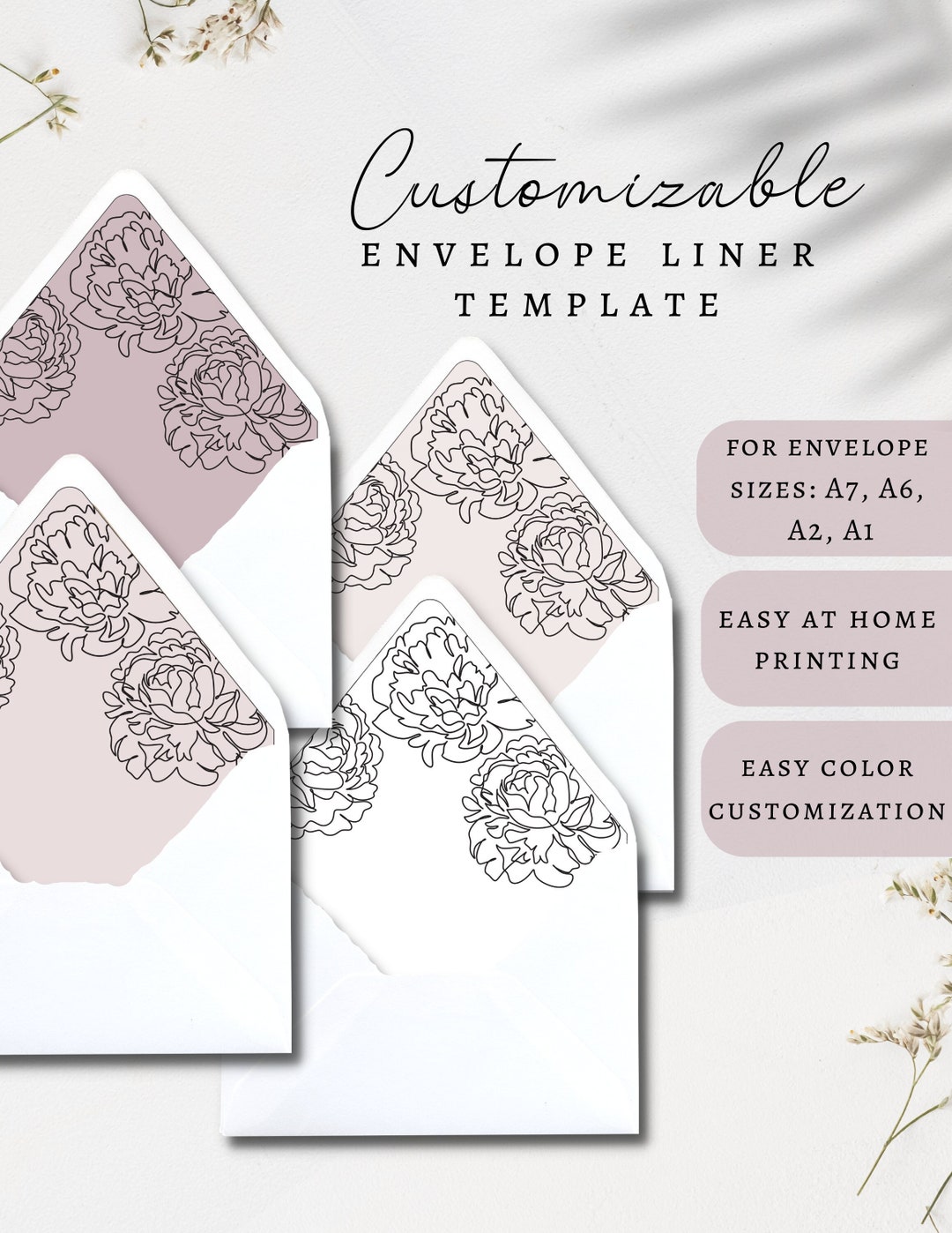Envelope Liner Template, Printable Envelope Liner, Editable Envelope ...