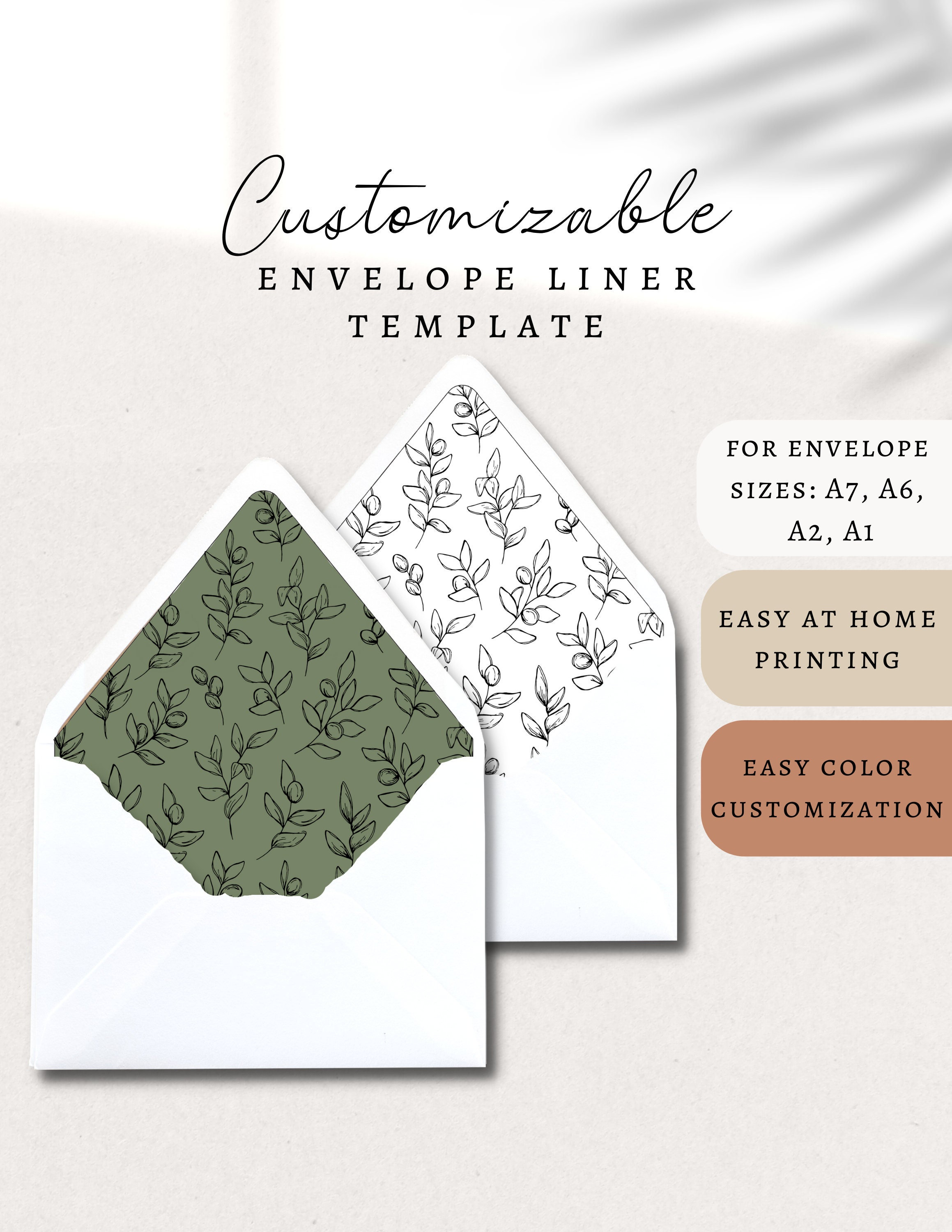 Envelope Liner Template, Printable Envelope Liner, Editable Envelope ...