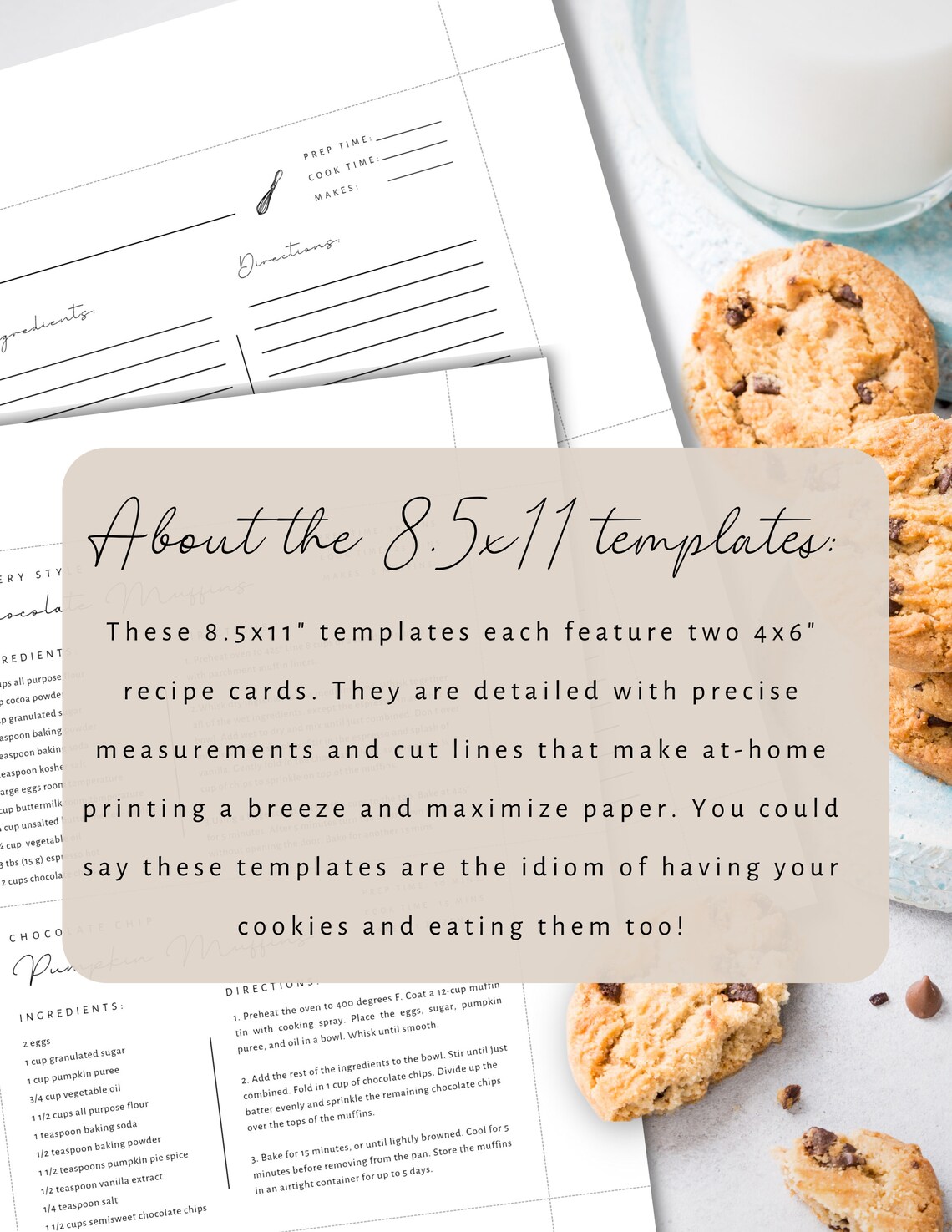Recipe Template, Editable Recipe Card Template, Recipe Cards Printable ...
