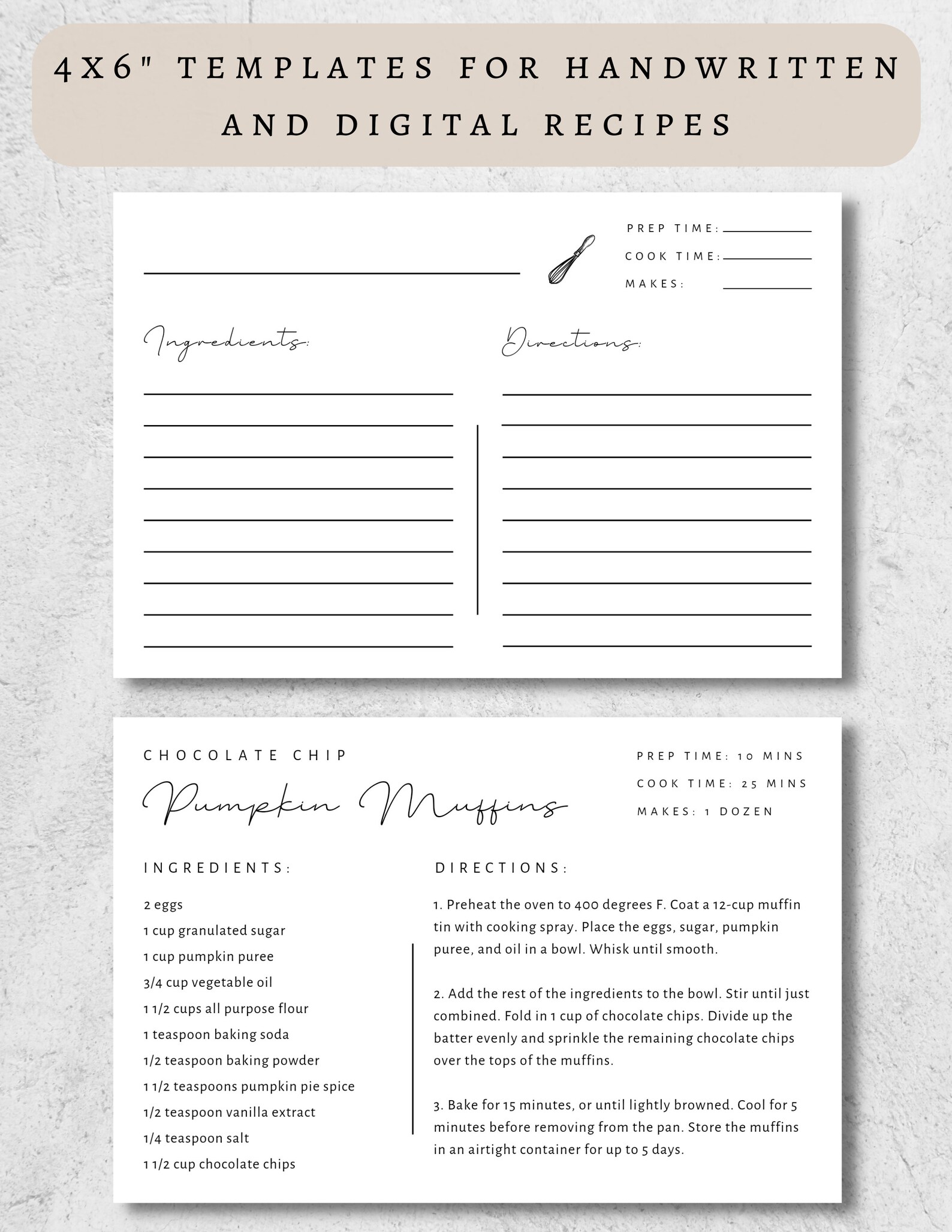 Recipe Template Editable Recipe Card Template Recipe Cards - Etsy