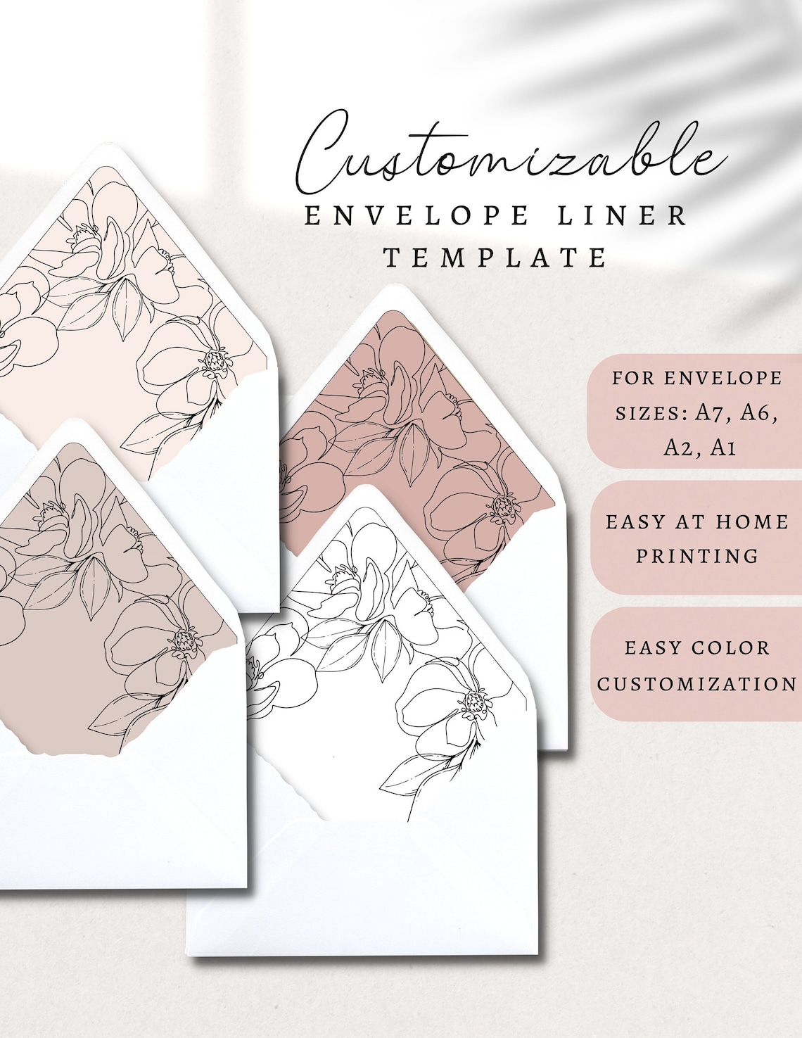 Envelope Liner Template, Printable Envelope Liner, Editable Envelope ...