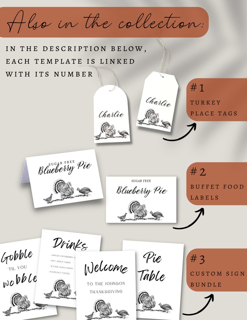 Printable Thanksgiving Place Card Tags, Thanksgiving Place Card ...