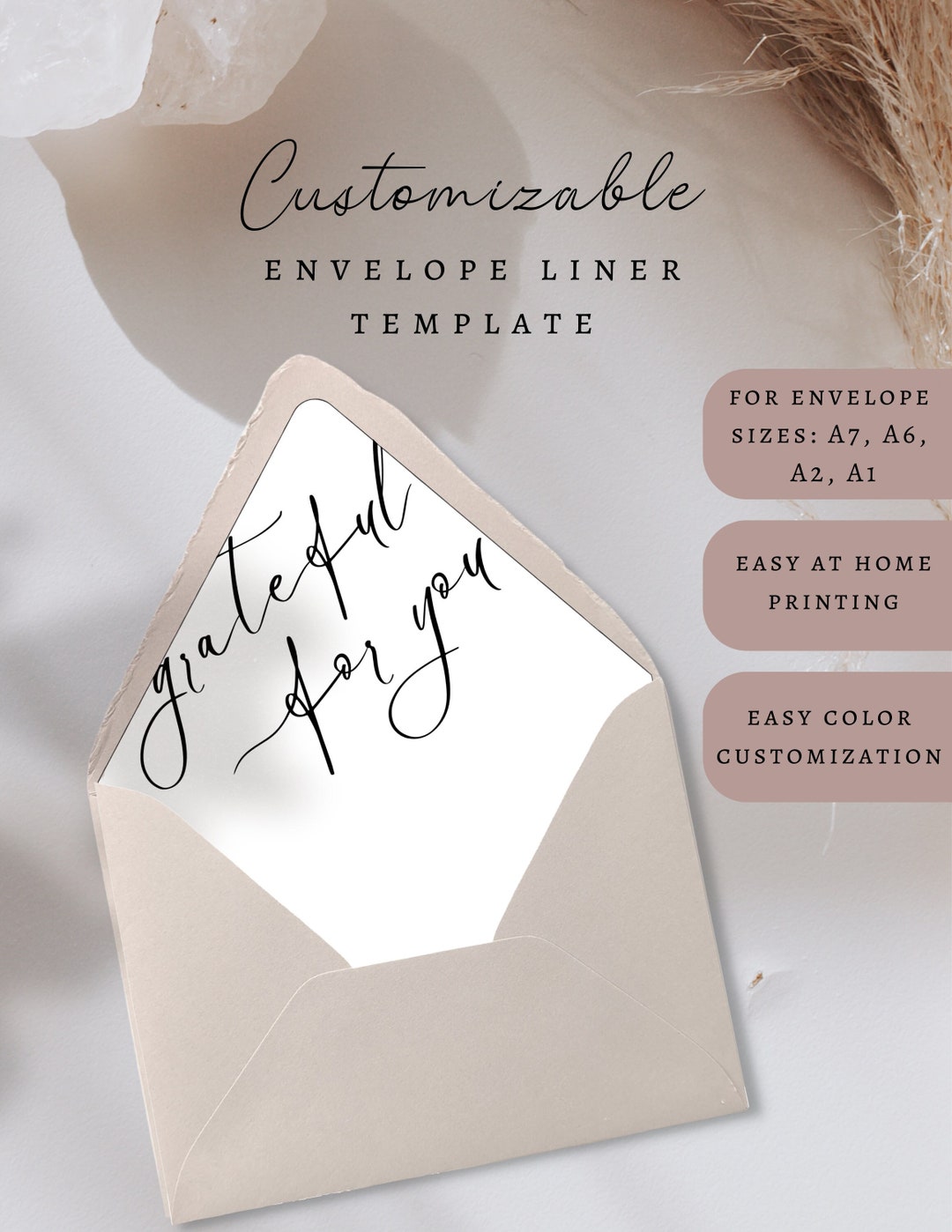 Envelope Liner Template, Printable Envelope Liner, Editable Envelope ...