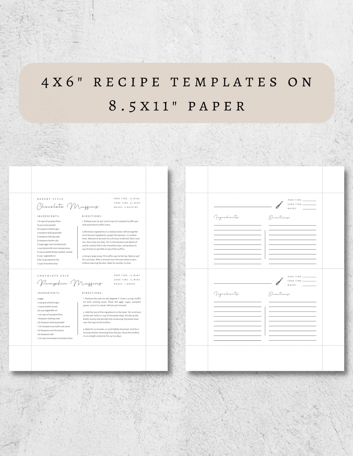 Recipe Template Editable Recipe Card Template Recipe Cards - Etsy