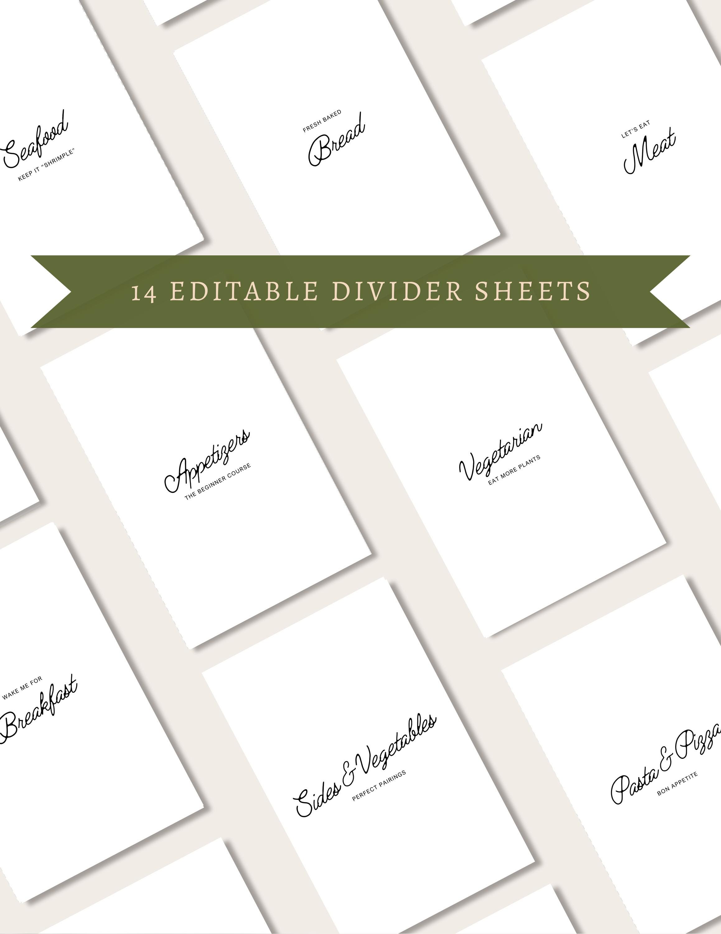 Cookbook Template, EXPANDED SET, Recipe Template, Recipe Book Template ...