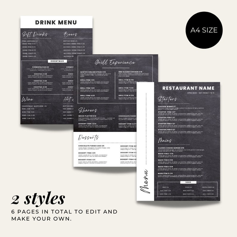 Customizable Menu Design, Editable Template Price List, Restaurant Food ...