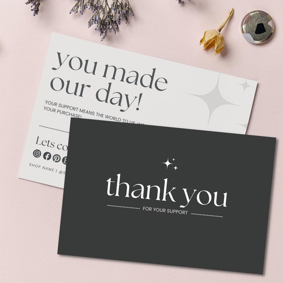 Editable Business Thank You Card Template Printable Thanks - Etsy