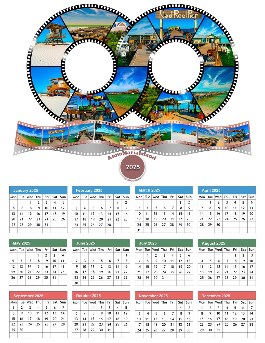 Anna Maria Island 2025 One Page Calendar - Digital Download - Etsy Canada