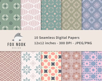 Printable Paper Set / 10 Pcs / Geometric Patterns / Seamless Textures ...
