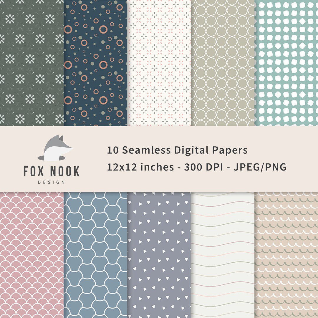 Printable Paper Set / 10 Pcs / Geometric Patterns / Seamless Textures ...