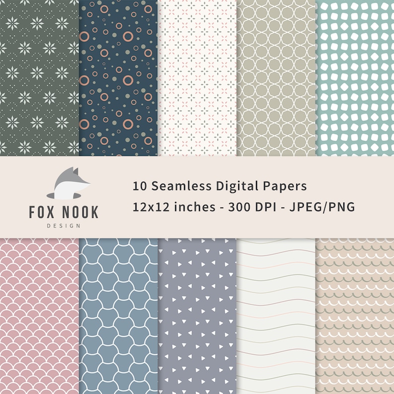 Printable Paper Set / 10 Pcs / Geometric Patterns / Seamless Textures ...