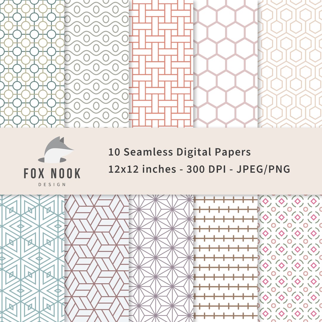 Printable Paper Set / 10 Pcs / Geometric Patterns / Seamless Textures ...