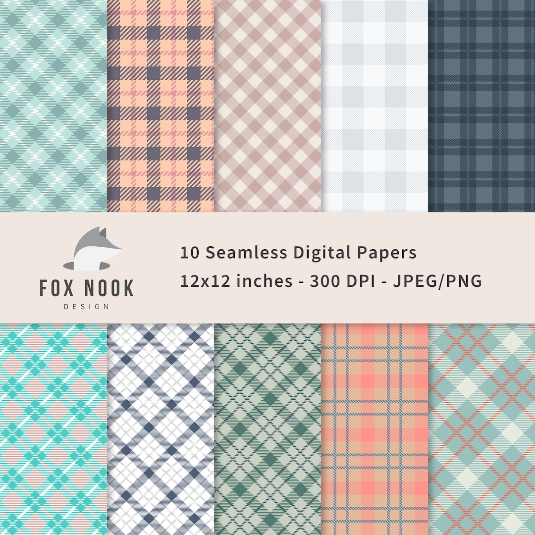 Printable Paper Set / 10 Pcs / Plaid Patterns / Seamless Textures ...