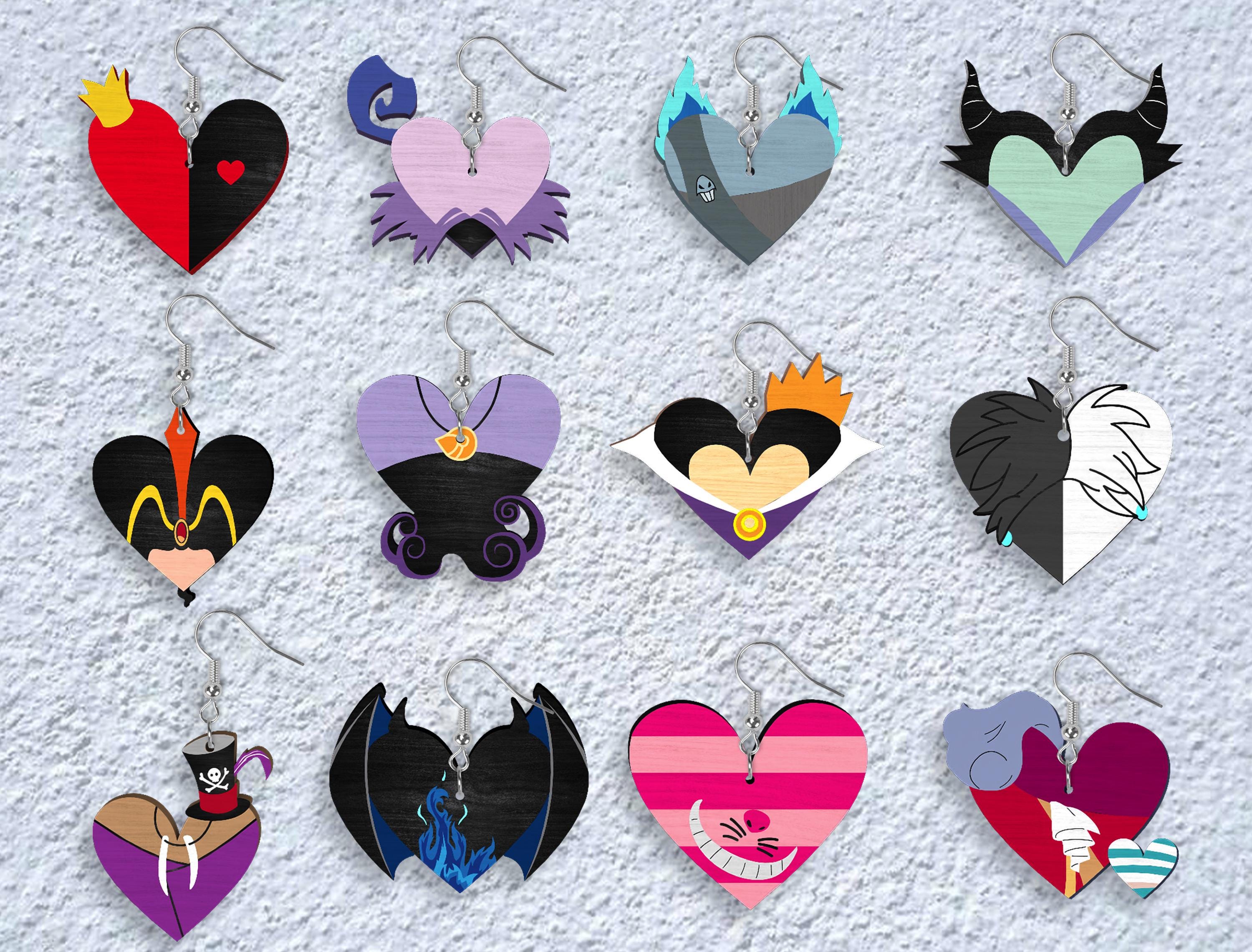 Villains Earring Svg, Villains Heart Earring Svg, Valentines Earring ...