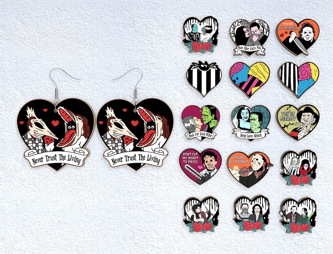 Gothic Horror Heart Earring Svg Bundle, Spooky Couple Svg,halloween ...