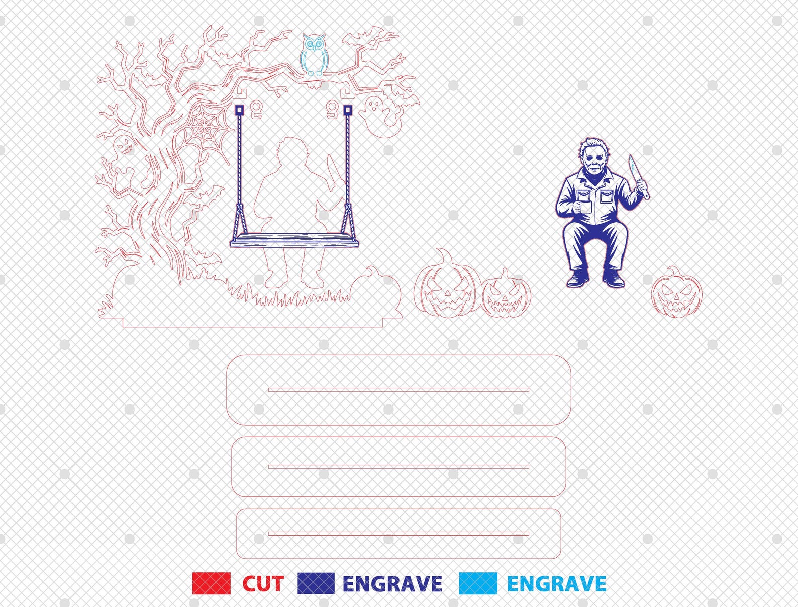 Chilling Horror Character on Swing 3D Laser Cut SVG, Horror Killer ...