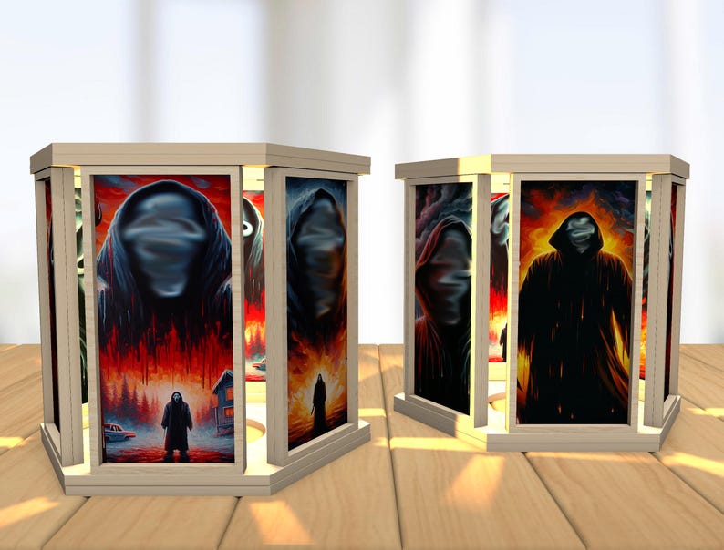 3D Horror Movies Night Light Laser Cut File, Horror Character 6-sided ...
