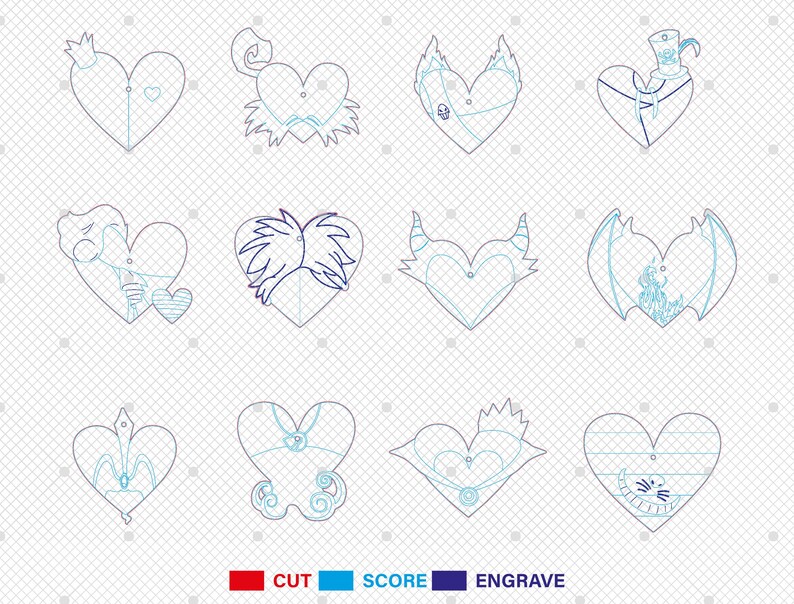 Villains Earring Svg, Villains Heart Earring Svg, Valentines Earring ...