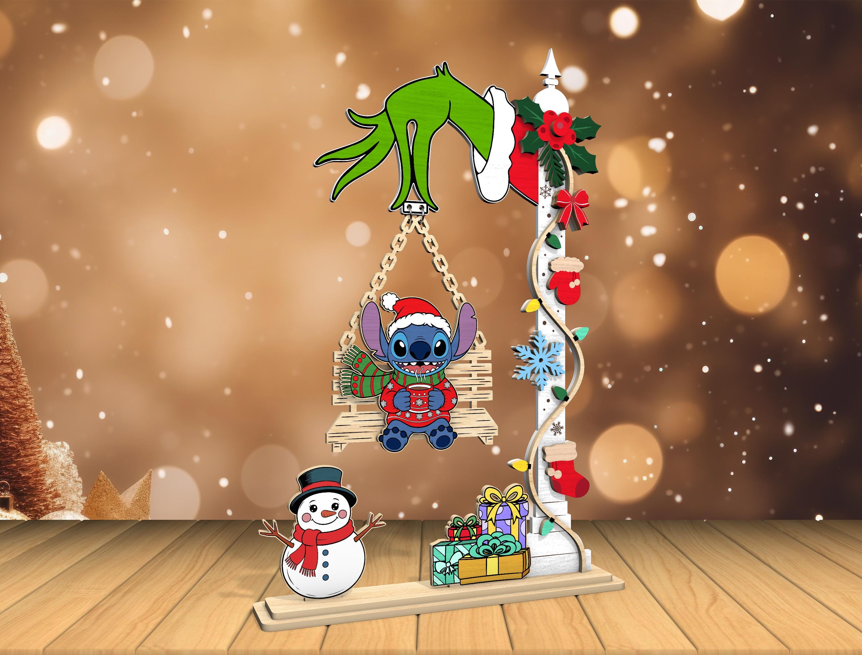 Cartoon Alien Christmas on Swing Laser SVG, Cartoon Shelf Sitter Laser ...