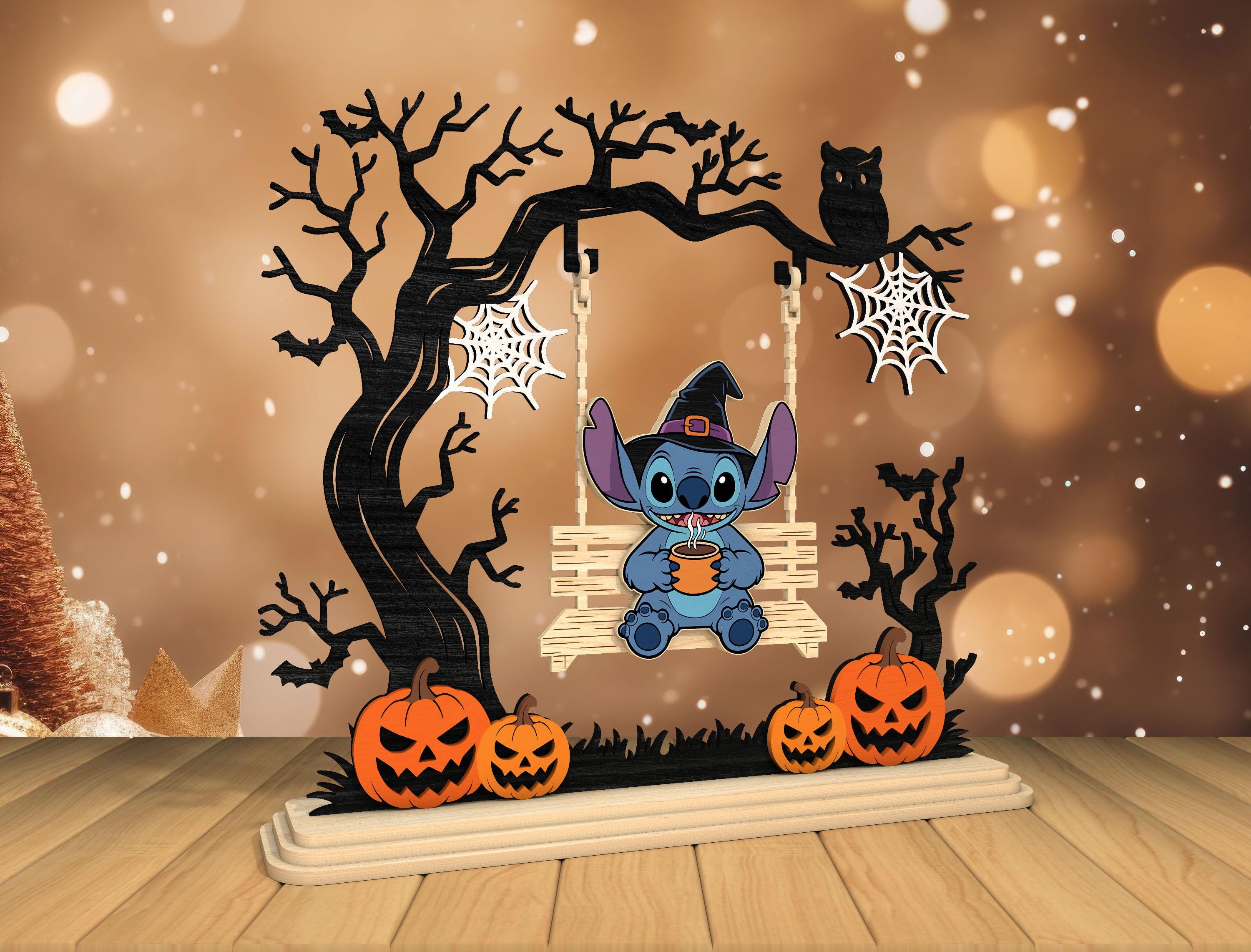 Chilling Cartoon Alien on Swing 3D Laser Cut SVG, Cartoon Halloween ...