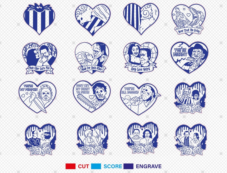 Gothic Horror Heart Earring Svg Bundle, Spooky Couple Svg,halloween ...
