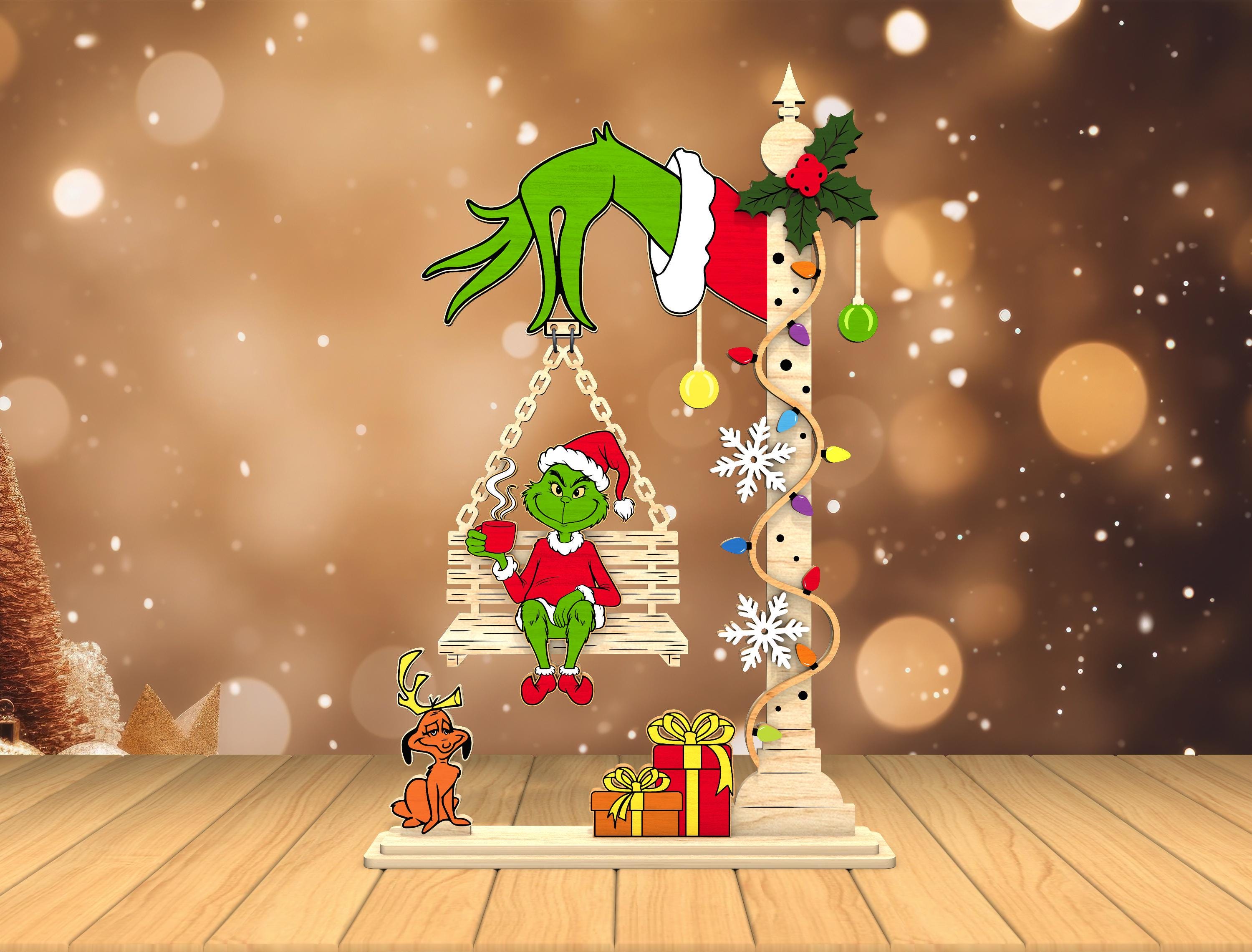 Green Christmas on Swing Laser SVG, Cartoon Shelf Sitter Laser SVG ...