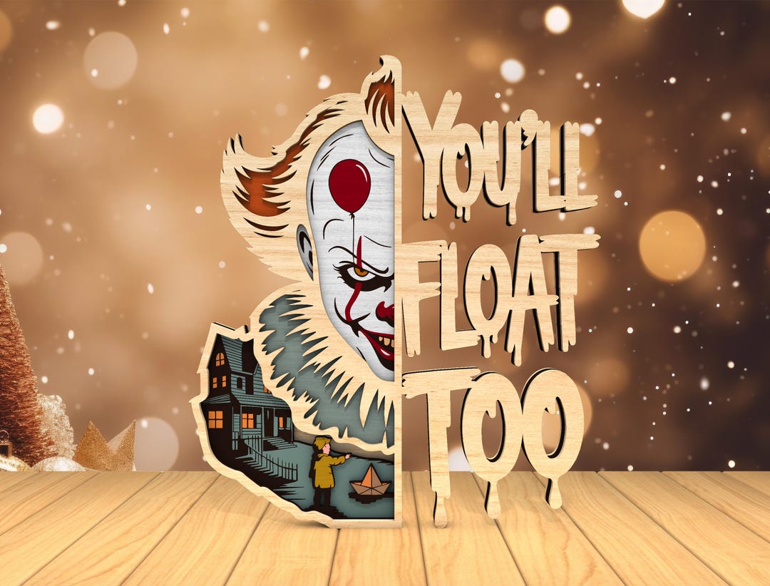 3D Multilayer Creepy Clown Laser Cut File, You'll Float Too Svg ...
