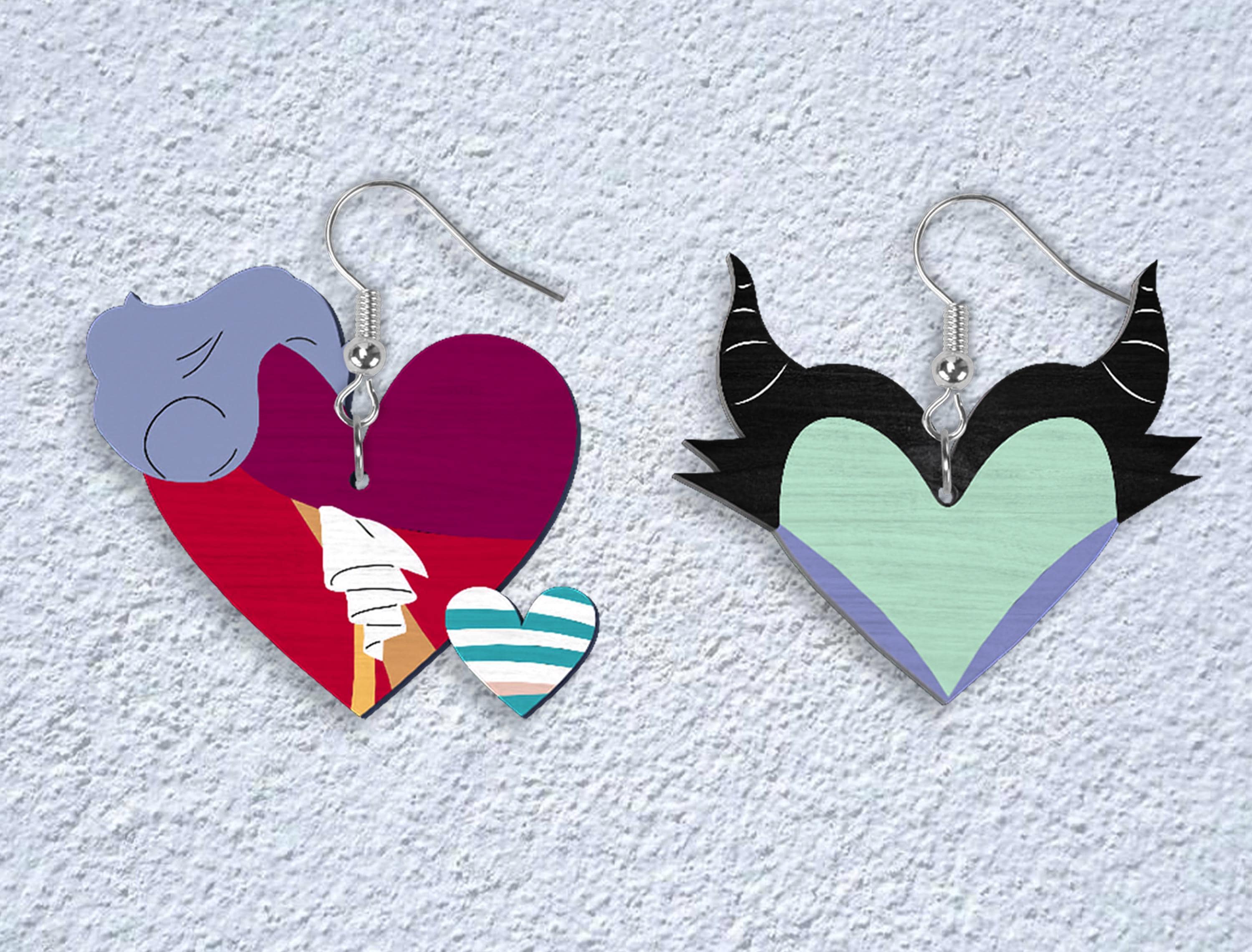 Villains Earring Svg, Villains Heart Earring Svg, Valentines Earring ...