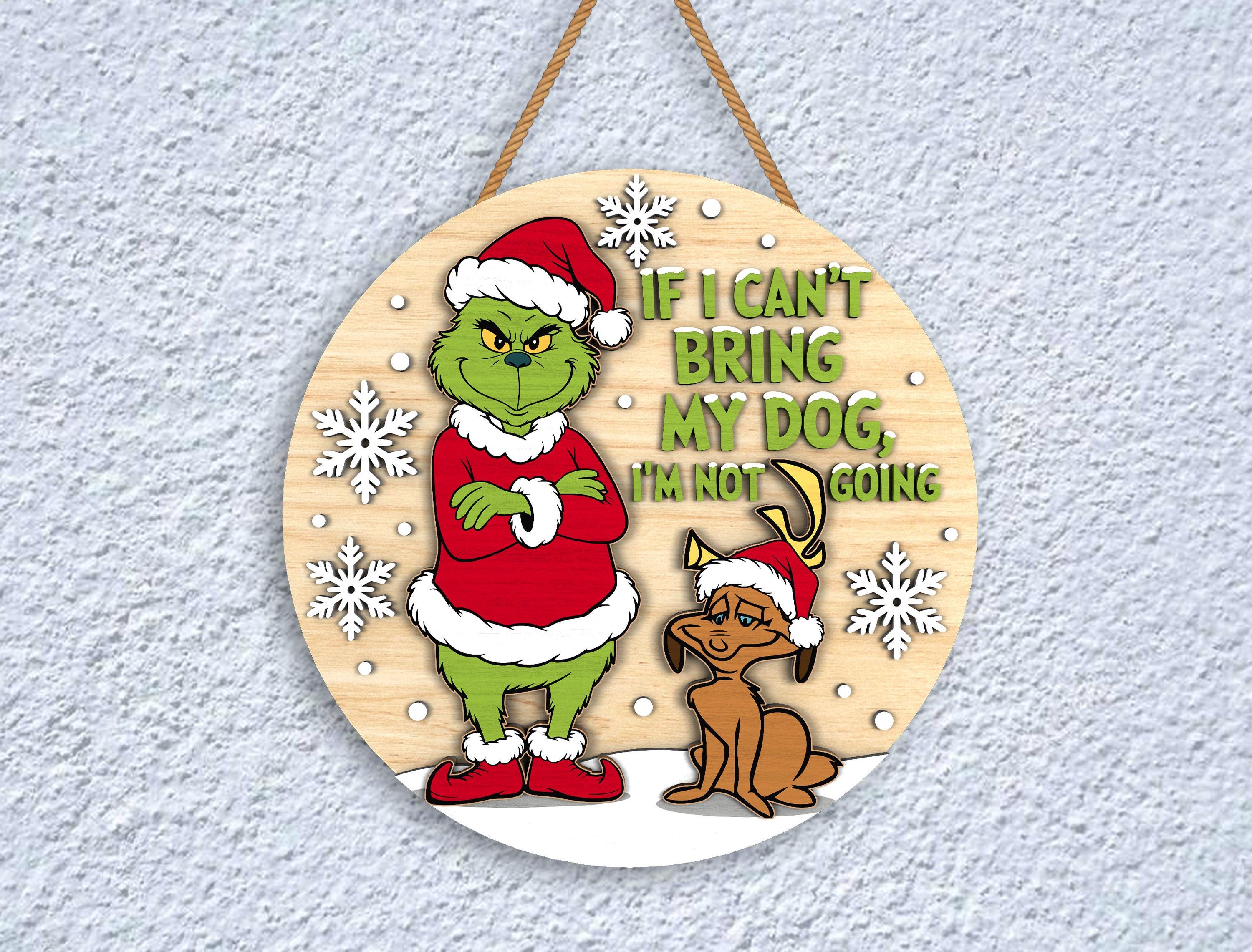 Funny Green Christmas Door Sign SVG Bundle, Holiday Cartoon Round Sign ...