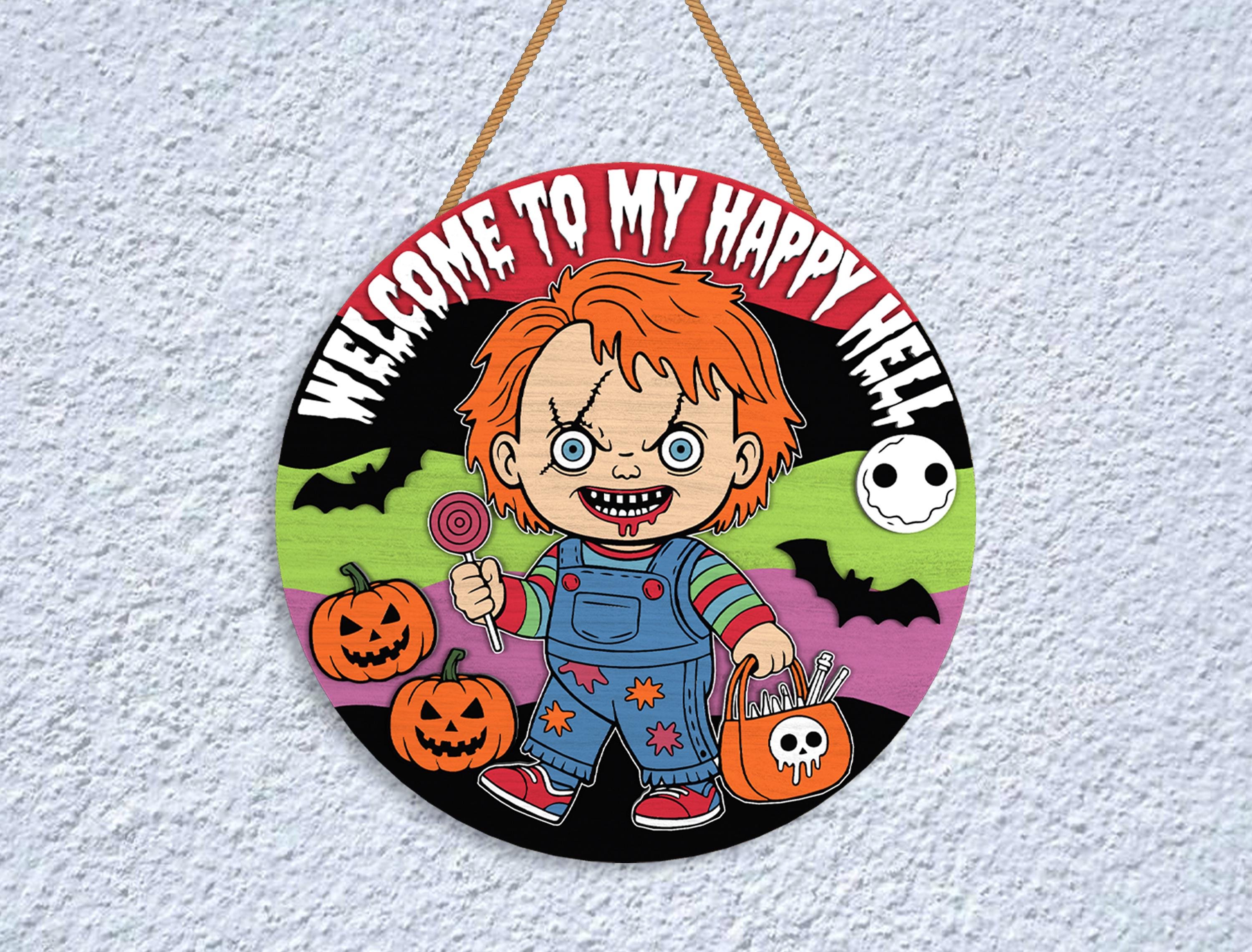 Horror Halloween Door Sign SVG Bundle, Creepy Doll Couple & Horror ...