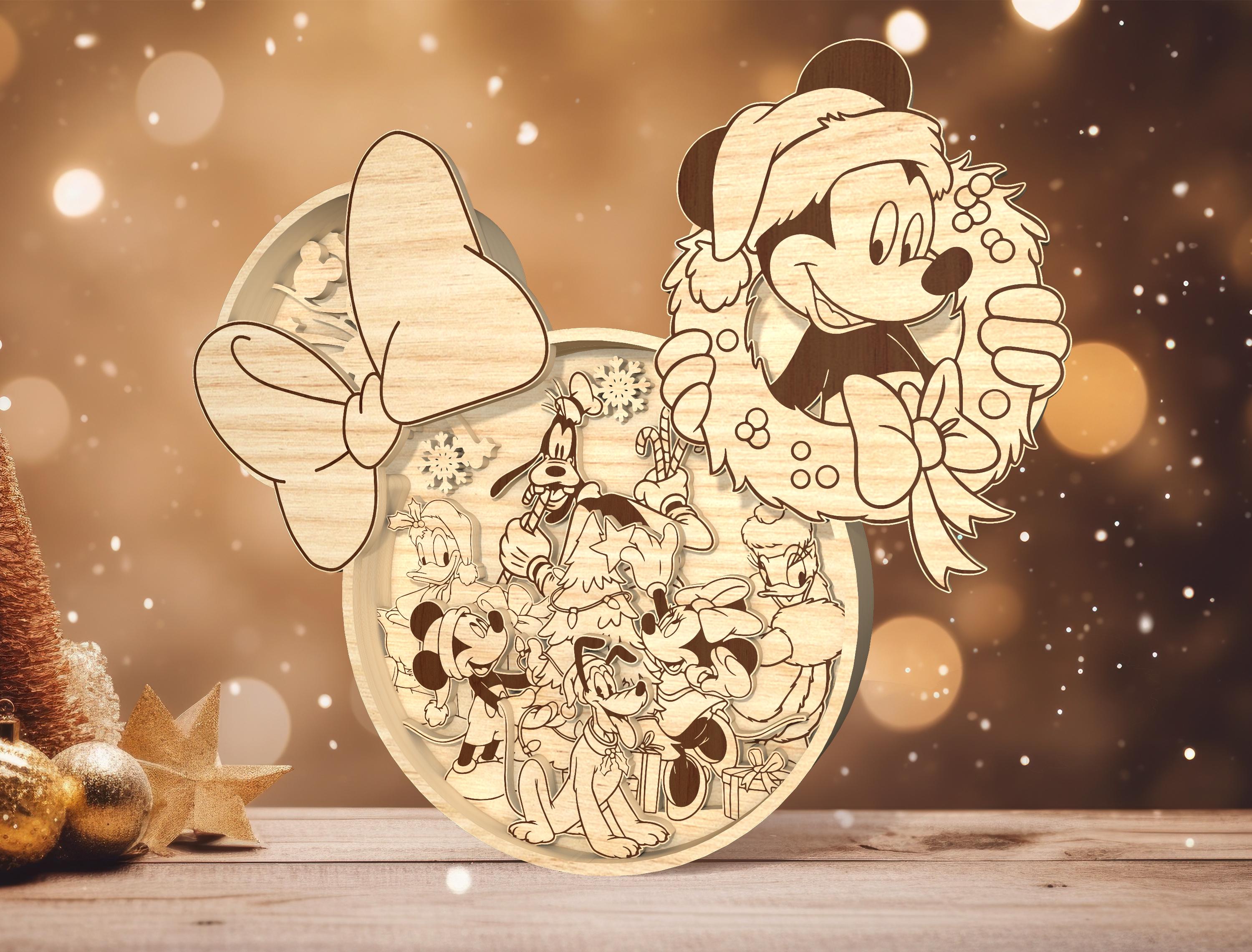 Multilayer Christmas Cartoon Art Svg,christmas Scene Svg,cartoon Mouse ...