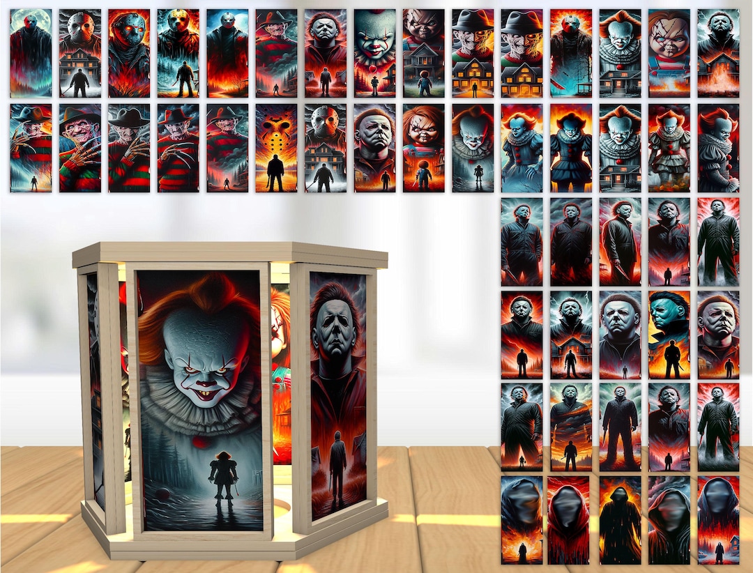 3D Horror Movies Night Light Laser Cut File, Horror Character 6-sided ...